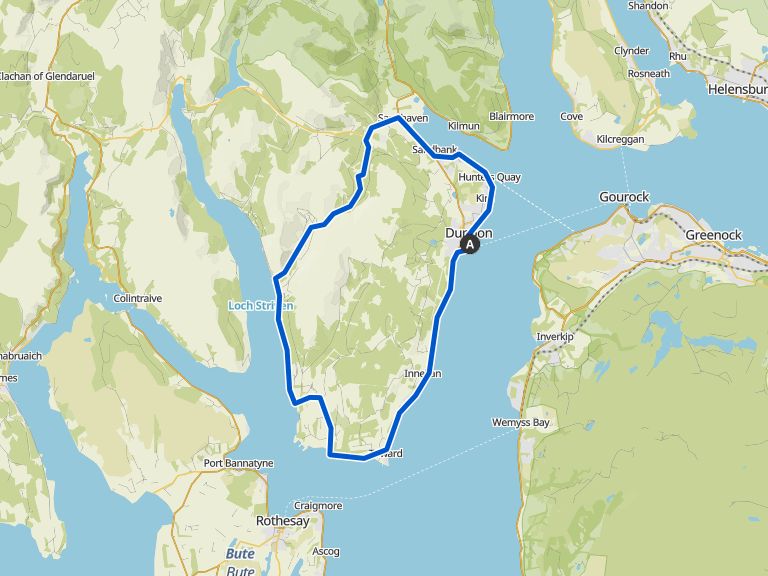 Loop para o Castelo de Toward e a Igreja de Inverchaolain a partir de ...